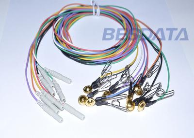 China Clinical EEG Ear Clip Electrodes , Medical EEG Cable 1.5mm Din Connector for sale