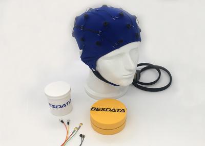 China 10/20 International Standard EEG Electrode Cap For Brain Test , Blue for sale