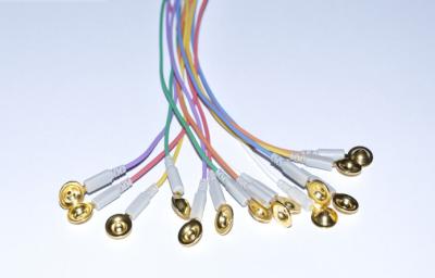 China Din 1.5mm Gold Coated Cup Electrode EEG Electrodes Lead Cable for sale