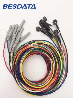 China EEG Silver Cup Electrodes Wire with 1.5 DIN Plug Assorted Colors Package for sale