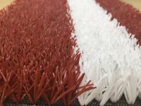 China Dark Red White Square Sport Artificial Grass Roll 1m X 4m 50mm Height 10500 Density 8800 Dtex for sale