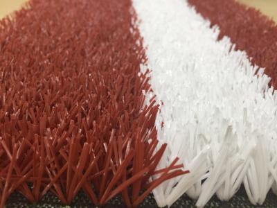 China Dark Red White Square Sport Artificial Grass Roll 1m X 4m 50mm Height 10500 Density 8800 Dtex for sale