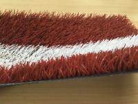 China Dark Red White Square Sport Artificial Grass Roll 1m X 4m 50mm Height 10500 Density 8800 Dtex for sale