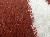China Dark Red White Square Sport Artificial Grass Roll 1m X 4m 50mm Height 10500 Density 8800 Dtex for sale