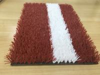China Dark Red White Square Sport Artificial Grass Roll 1m X 4m 50mm Height 10500 Density 8800 Dtex for sale