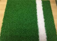 China Short Curly Artificial Grass for Gate Ball Playground. 20mm 7600d,high density,olive green+white sports field for sale
