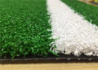 China Short Curly Artificial Grass for Gate Ball Playground. 20mm 7600d,high density,olive green+white sports field for sale