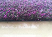 China 1m Wide 40mm Synthetic Grass Roll Green Curly Yarn Avender Flowers Color for sale