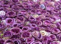 China 3D Faux Greenery Outdoor Privacy Panels Artificial Leaf Wall Covering Purple White Color Rose Flower Backdrop for sale