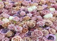 China 3D Faux Greenery Outdoor Privacy Panels Artificial Leaf Wall Covering Purple White Color Rose Flower Backdrop for sale