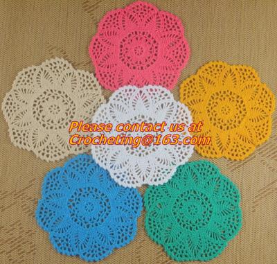 China Handmade Crochet Doily Table Mat Pineapple Flower Lace Placemat 30cm Cotton for sale