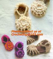 China Handmade Baby Crochet Booties 100% Cotton First Walkers Sizes 11-13cm for 3-18 Months for sale