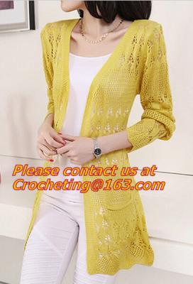 China Women Knitted Cardigan Loose Fit Hollow Long Sleeve Sweater Free Size Coats for sale
