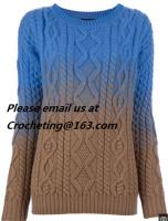 China Mixed Colors Ribbed Knit Openwork Crochet Sweater Pullover Sizes S M L Bust 43-45 cm for sale