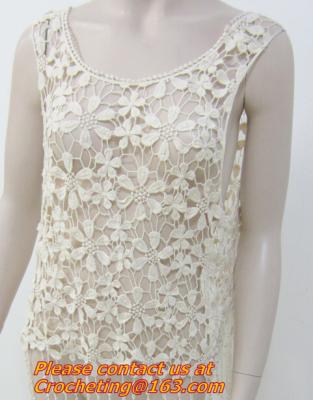 China Women Crochet V Neck Sleeveless Sweater Vest Plus Size S-XL Summer Hand Knit Tank Top for sale