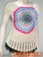 China Women's Crochet V-Neck Knit Sweater Top Summer Casual Slim Fit S-XL for sale