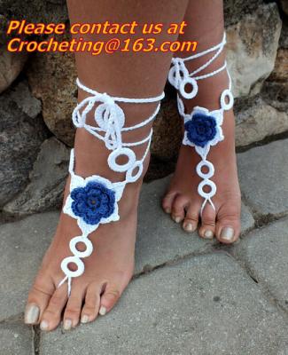 China Crochet Barefoot Sandals Nude Beach Wedding Foot Jewelry Sexy Anklet Bellydance Beach Footwear Custom Colors for sale