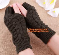 China Faux Rabbit Fur Knitted Fingerless Gloves Mitten Winter Hand Warmer 10 Colors 16x9 cm for sale