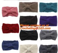 China Women's Crochet Headband Knit Hairband Flower Winter Ear Warmer 48cm Cotton Blend for sale