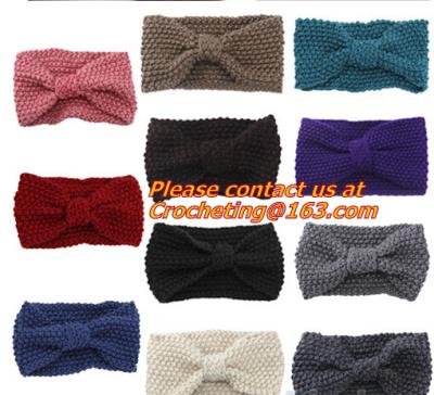 China Women's Crochet Headband Knit Hairband Flower Winter Ear Warmer 48cm Cotton Blend for sale