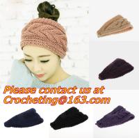 China Cotton Blend Crochet Headband for Baby Girls 48cm Knotted Bow Hair Accessory for sale