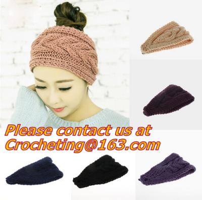 China Cotton Blend Crochet Headband for Baby Girls 48cm Knotted Bow Hair Accessory for sale