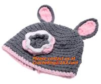 China Crochet Cat Ear Hat Unisex Woolen Beanie 44cm Solid Color Photo Prop for Spring Fall Winter for sale