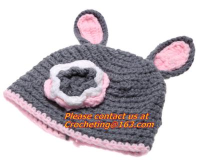 China Crochet Cat Ear Hat Unisex Woolen Beanie 44cm Solid Color Photo Prop for Spring Fall Winter for sale