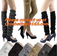China Women's Handmade Crochet Boot Cuffs Reversible Leg Warmers 6 Inch Height 18 Colors for sale