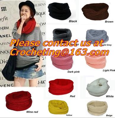 China Large Women Winter Warm Long Striped Shawl Wrap Tassel Scarf Thick Wool Crochet 30x120cm for sale
