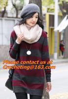China Women Winter Long Striped Shawl Wrap Tassel Scarf Thick Wool Crochet 30x120cm for sale