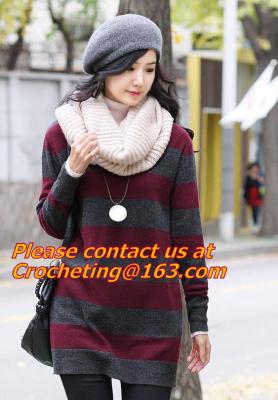 China Women Winter Long Striped Shawl Wrap Tassel Scarf Thick Wool Crochet 30x120cm for sale