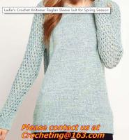 China Women's Hollow Out Crochet Pullover O Neck Long Sleeve Casual Knitted Slim Sweater Size M L 100 Cotton for sale