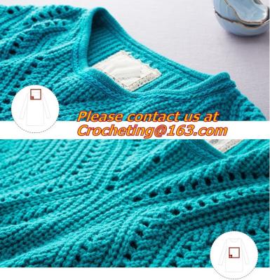 China Women O-Neck Hollow Out Crochet Knitted Pullover Sweater Dress Medium-Long 53cm Length for sale