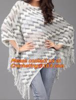 China Women Crochet Tassels Poncho Long Knitted Pullover Cape Coat 100% Cotton M L for sale