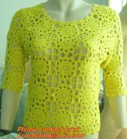 China Women Crochet Summer Pullover O Neck Contrast Color Knitted Sweater Sizes S XL Custom Colors for sale