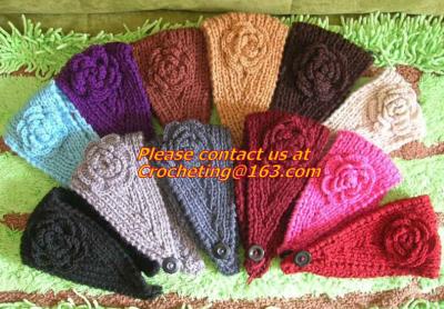 China Handmade Crochet Headband with Flower for Women Cotton Blend 48x12 cm 23 Colors for sale