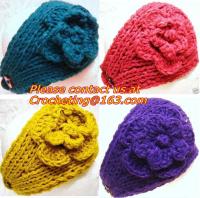 China Women Knitted Warm Crochet Headband 48x12cm Cotton Blend Headwrap for Ladies Accessory for sale