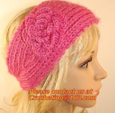 China Cotton Blend Knitted Headband for Women Winter Warm Crochet Headwrap 48x12cm 60g for sale