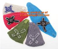 China Handmade Crochet Knitted Headband Women Bowknot Head Wrap 48x12cm Cotton Blend 23 Colors for sale