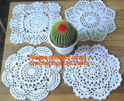 China Handmade Crochet Doilies Set of 24, 100% Cotton Table Placemats Coasters 5cm to 18cm for sale