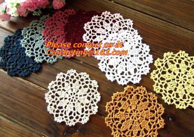 China 100% Cotton Handmade Crochet Doilies Cup Mat Set 24pcs 5cm to 18cm White Beige for sale