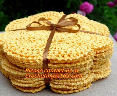 China Handmade Crochet Doilies Set of 24 Assorted Colors 5cm to 18cm Cotton Coasters for Wedding Decor for sale
