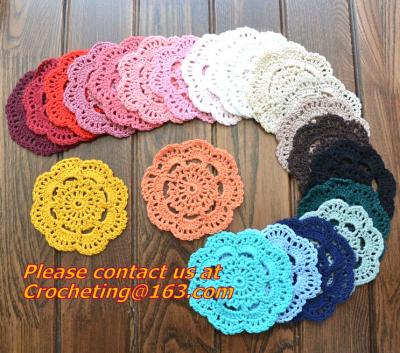 China Handmade Crochet Doily Coaster Set 11 cm 24 Pack Premium Cotton Lace Table Mat for sale