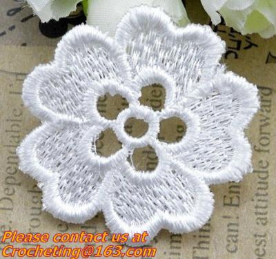 China White Flower Embroidery Lace Patch Motif Applique Trim 5cm for Garment DIY Accessory for sale