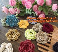 China Golden Rayon Crochet Lace Flower Motif Applique 5cm for DIY Garment Hair Bow Accessory for sale
