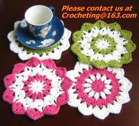 China Handmade Crochet Sunflower Doily Coaster Set of 4 16 cm Diameter 6.3 Inch for sale
