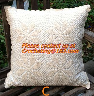 China Handmade Crochet Cotton Cushion Cover 45x45cm Eco-Friendly Knitted Pillowcase for Home Sofa for sale