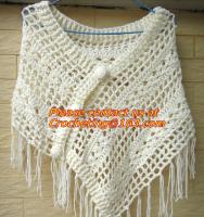 China Handmade Crochet Poncho Shawl Wrap for Women 25 inch Fringe Hippie Floral Sweater for sale