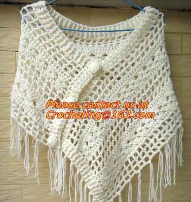China Handmade Crochet Poncho Shawl Wrap for Women 25 inch Fringe Hippie Floral Sweater for sale